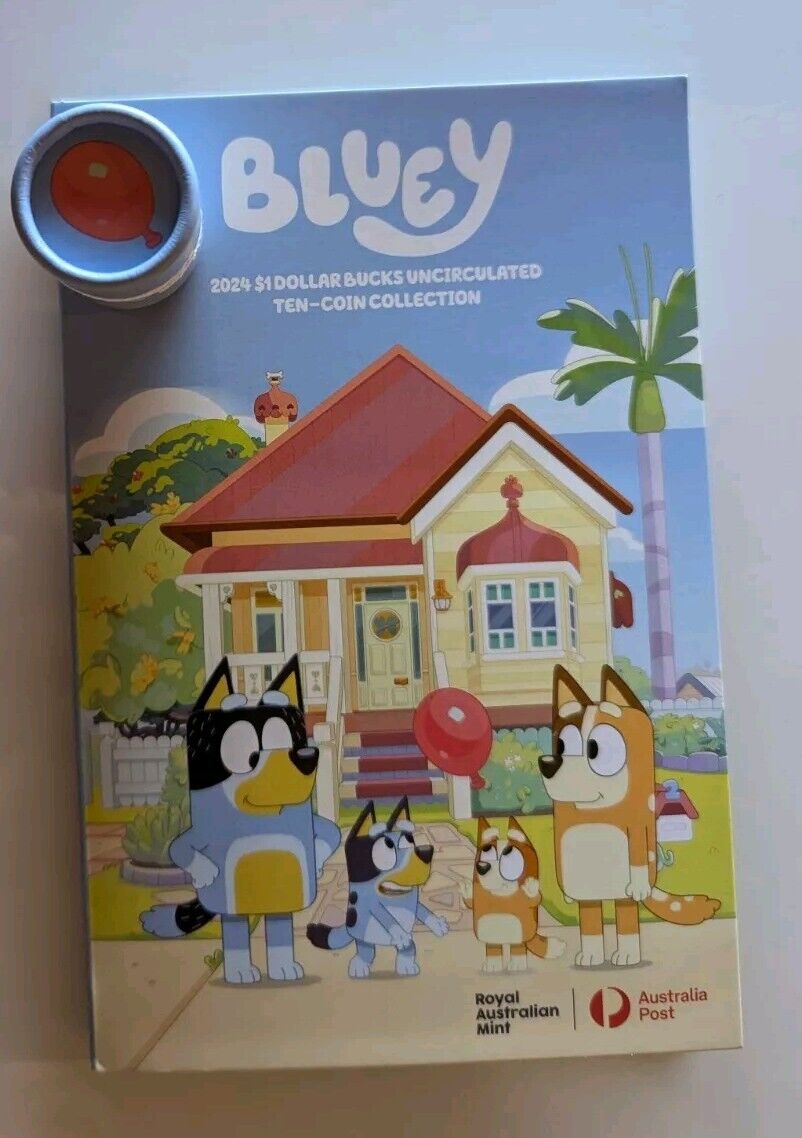 2024 BLUEY Coloured 10-Coin Tube Set Folder UNC Special Coloured Coin ...